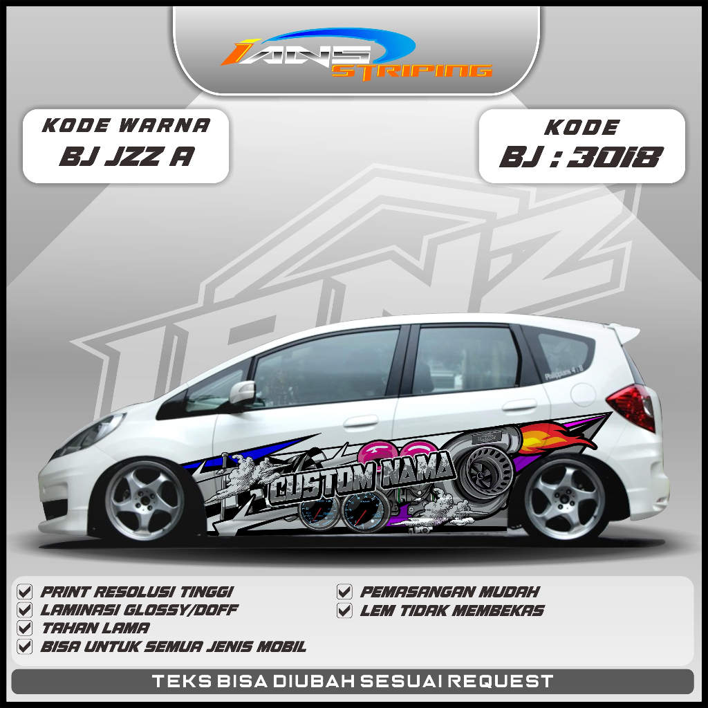 Jual BJ 301- DECAL MOBIL- STICKER MOBIL JAZZ BRIO AGYA AYLA- VARIAN ...