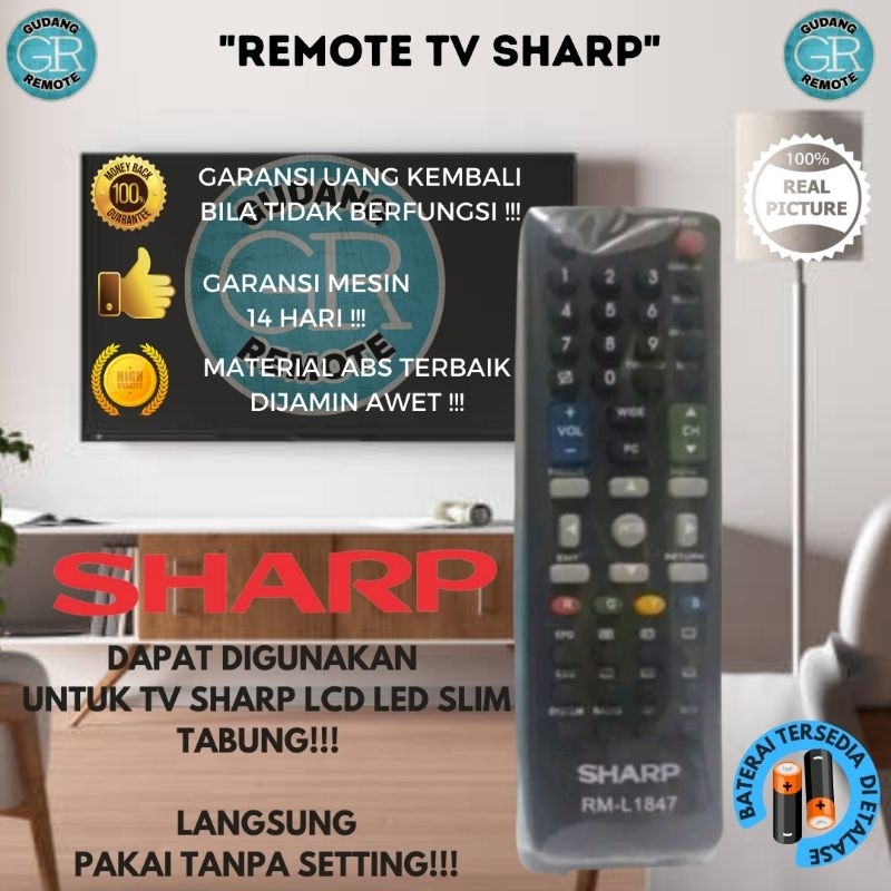 Jual Remote Remot TV Sharp LED LCD slim Tabung L1847 | Shopee Indonesia