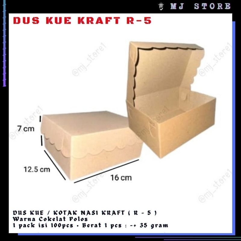 Jual DUS KUE R5 KRAFT • UK. 16x12.5x7cm • KOTAK KUE / KOTAK SNACK ...
