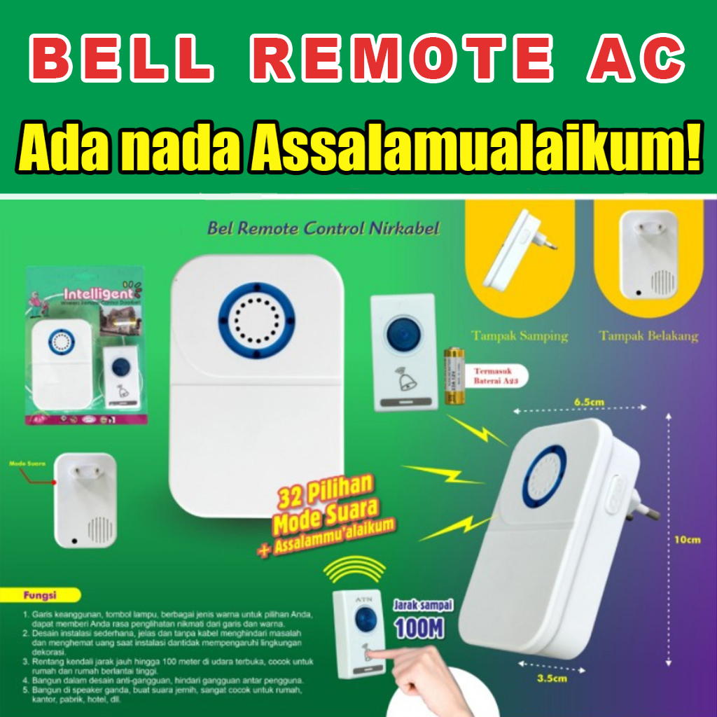 Jual Bel Pintu Rumah Wireless Door Bell Tanpa Kabel - AC Listrik 1 ...