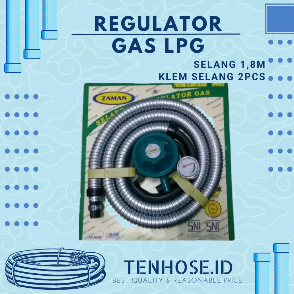 Jual Regulator Gas LPG Elpiji SNI dan Selang 1,8 Meter Klem Selang 2 ...