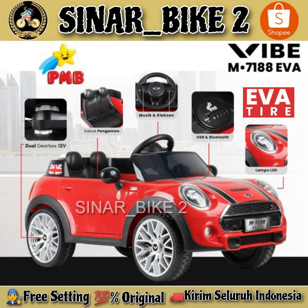 Jual Mainan Mobil Aki Anak Mini COOPER Pmb M-7188 & M-7188 EVA Dual ...