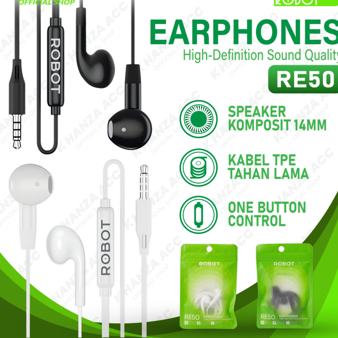 Jual ROBOT RE50 In Ear Wired Earphone/Headset Jack 3.5mm Android/iPhone ...