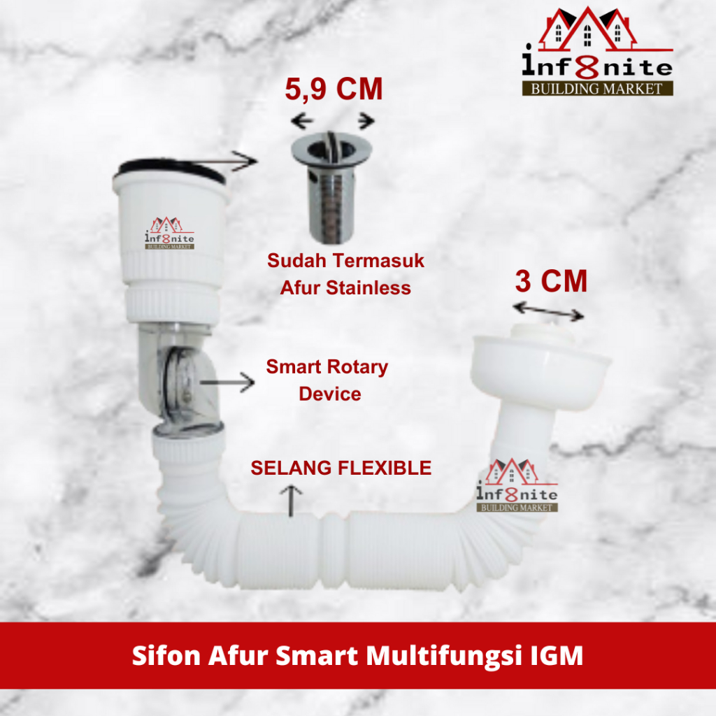 Jual Pembuangan Air Sifon Fleksibel Wastafel PVC Afur Smart Multifungsi ...