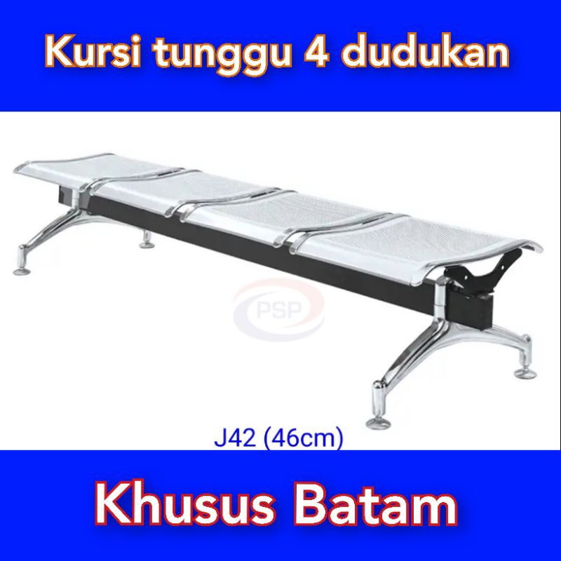 Jual KURSI TUNGGU 4 DUDUKAN J42(46cm)kursi stainless/kursi kantor/kursi ...