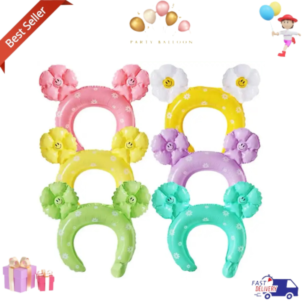 Jual Balon Bando Karakter Bunga Daisy Smile Warna Warni Balon Bando ...