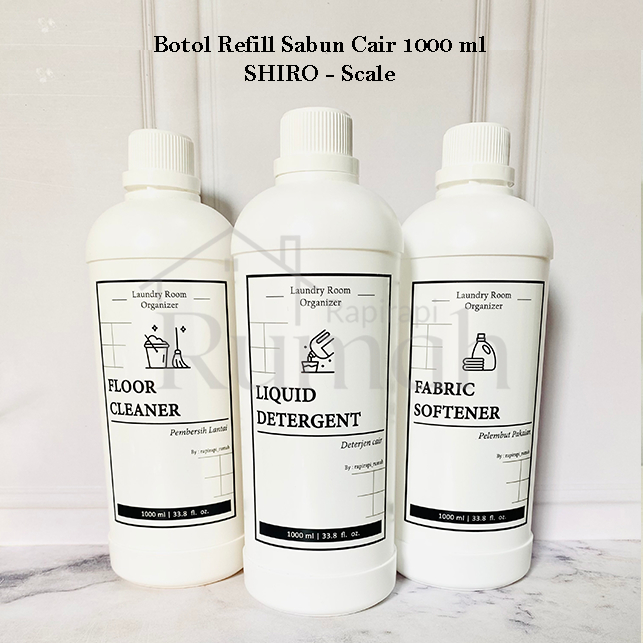 Jual SHIRO SCALE - Botol Isi Ulang Sabun Deterjen 1000 ml 1 Liter Putih Aesthetic | Shopee Indonesia