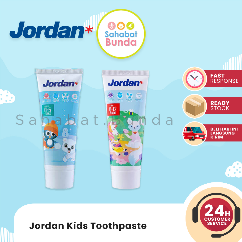 Jual JORDAN Toothpaste Odol Anak Bayi Step 1 & 2 75Gram Set Sikat twin ...