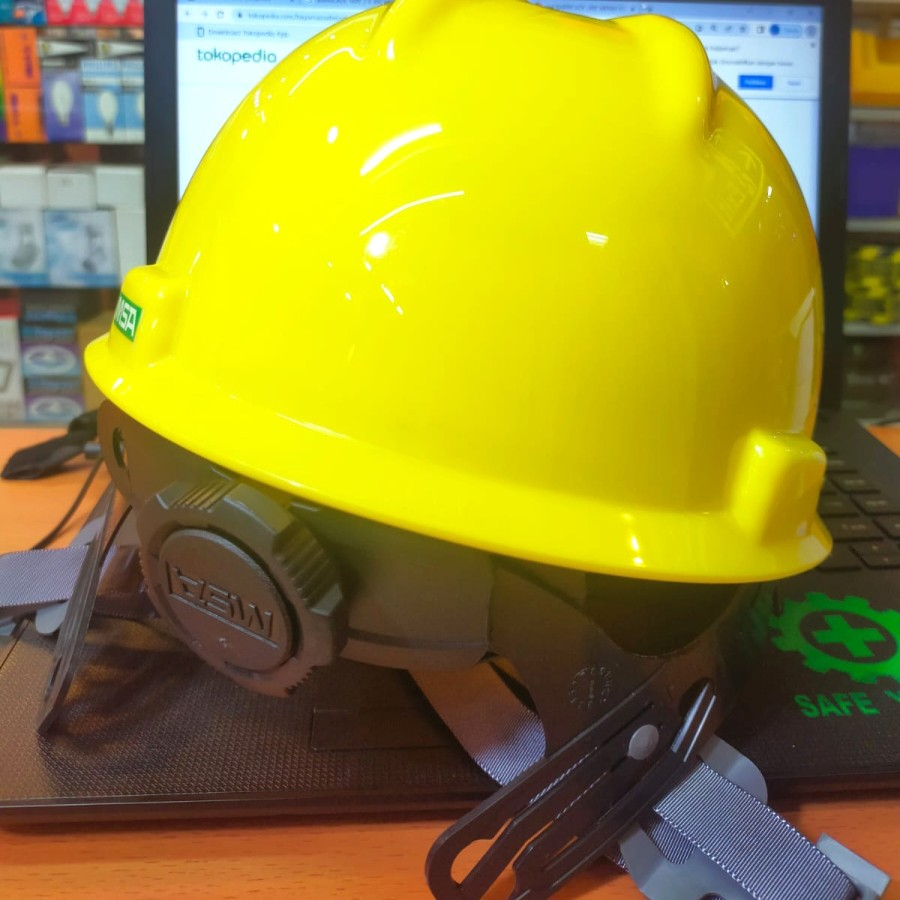 Jual Helm Safety Proyek V-Gard MSA Original + Fastrack Kuning 100% ...