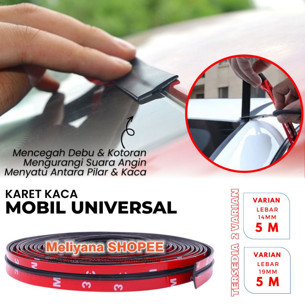 Jual List Strip Segel Celah Kaca Mobil Karet Dengan Perekat Anti Debu ...