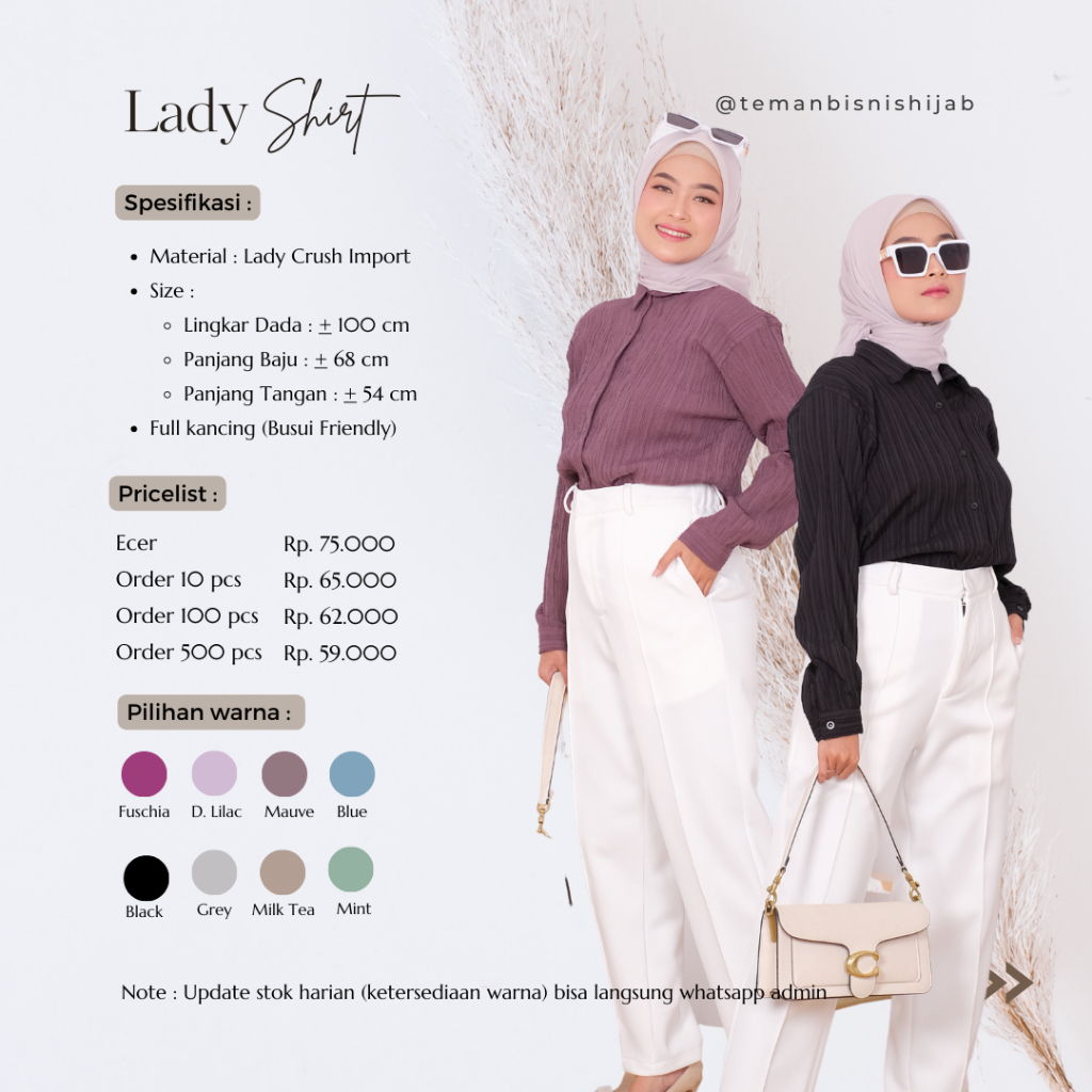 Jual LADY SHIRT / KEMEJA BASIC LADY CRUSH | Shopee Indonesia