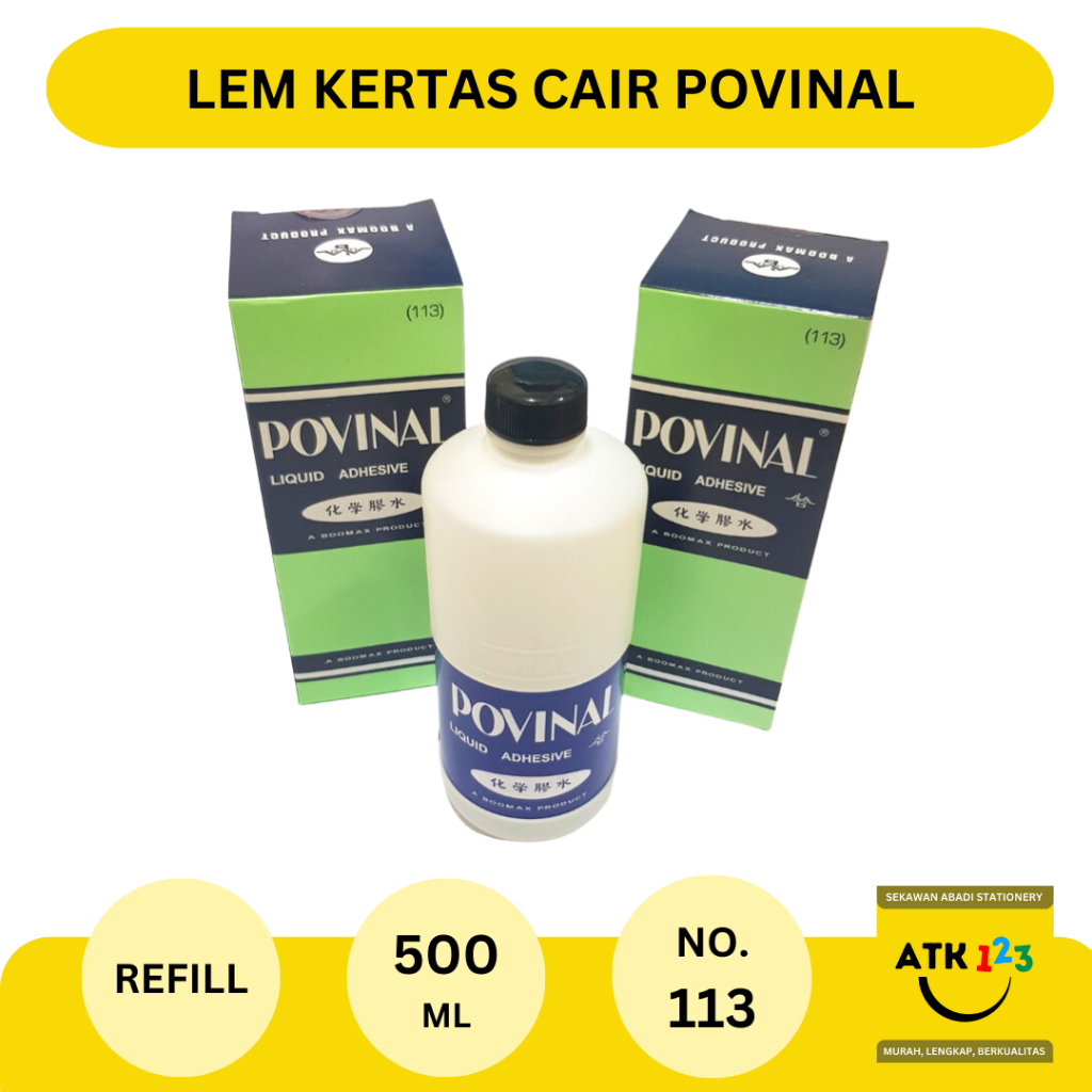 Jual POVINAL Lem Kertas Cair Merk Povinal Refill No. 113 500 ml ...