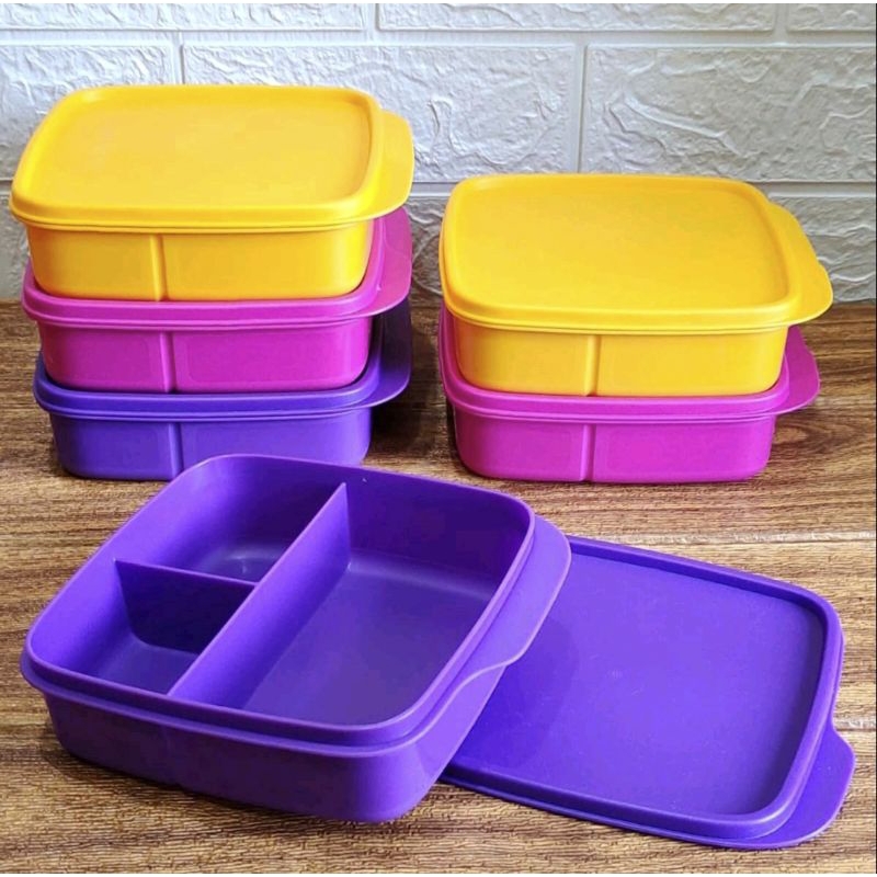 Jual Loly Tup Tupperware 550ml | Tempat Bekal Anak 3 Sekat | Shopee ...