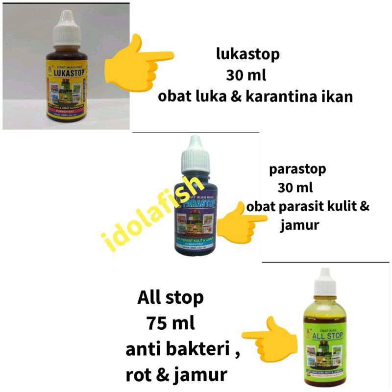 Jual obat ikan lukastop parastop all stop icht stop 30 ml 75 ml ...