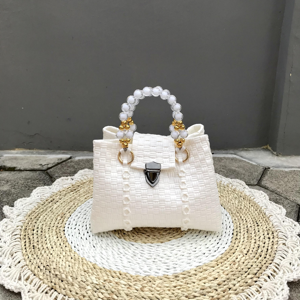 Jual Tas Anyam Jali Handle Mutiara Akrilik Premium Ukuran XS Dengan ...