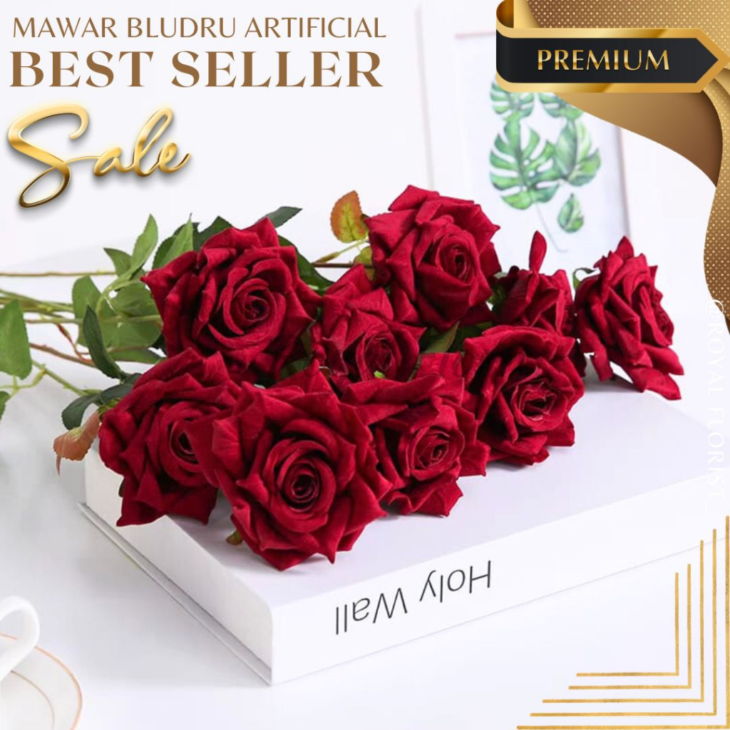 Jual Bunga Mawar Bludru Lancip 1 Tangkai/Rose Bludru/Bunga Artificial ...