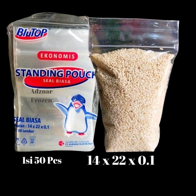 Jual Plastik standing pouch 14 x 22 50pcs / PP klip standing pouch ...