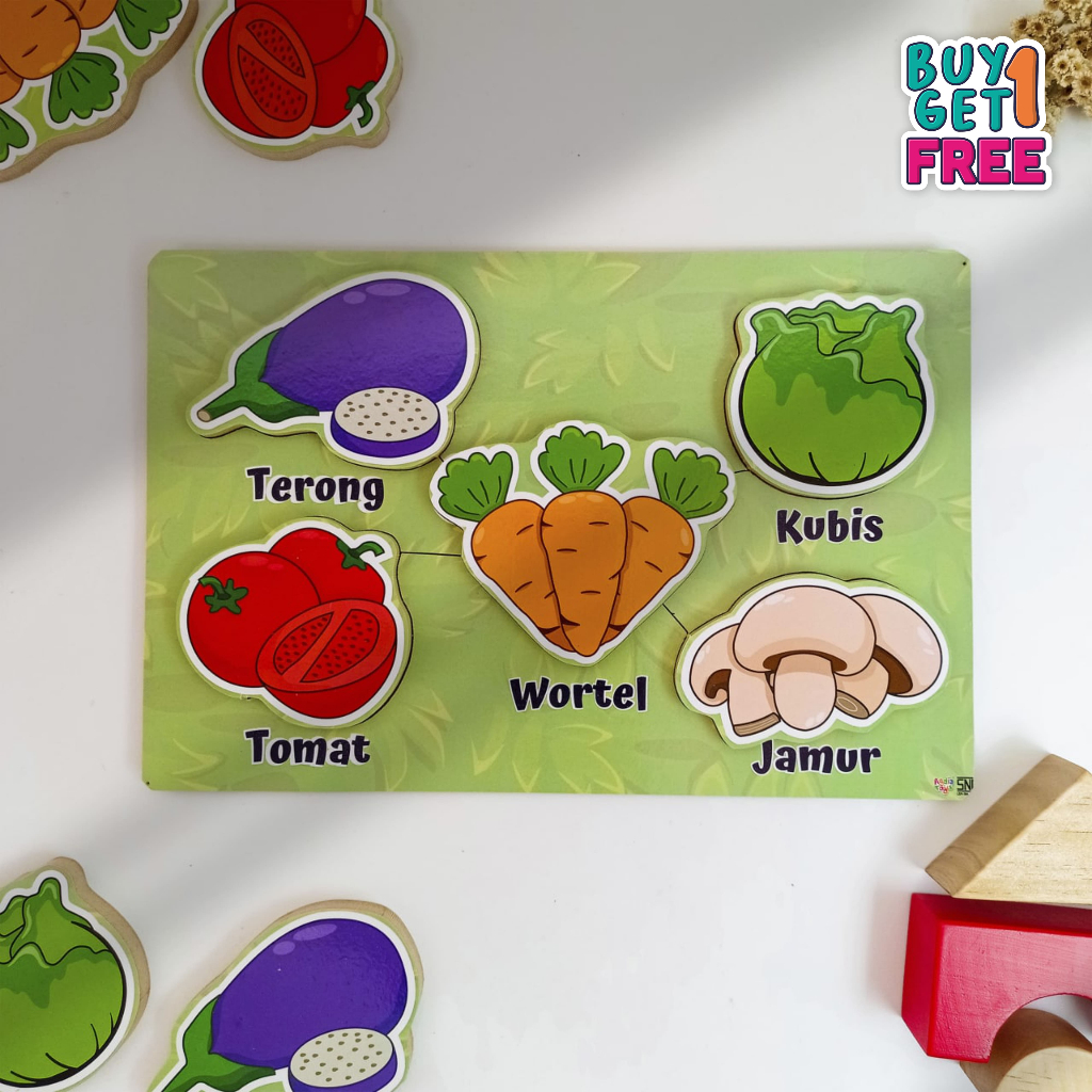 Jual BUY 1 GET 1 / Mainan Kayu Edukasi/ Chunky Sayur / mainan edukasi ...