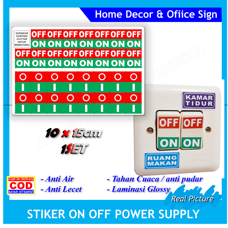 Jual Stiker label on off saklar alat listrik sticker nyala hidup power ...