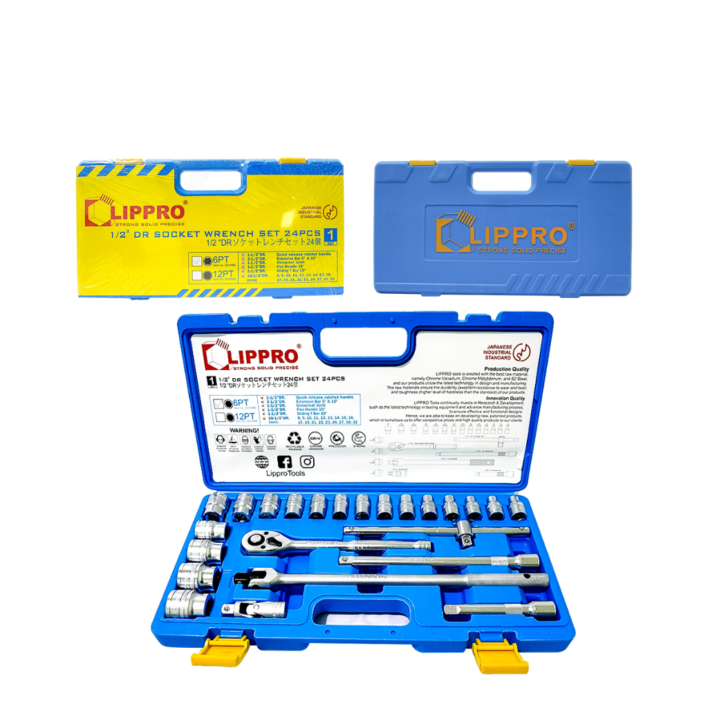 Jual LIPPRO KUNCI SOK SET 24 PCS 6 PT BOX PLASTIK 1-2 DR 8-32 MM SOCKET ...