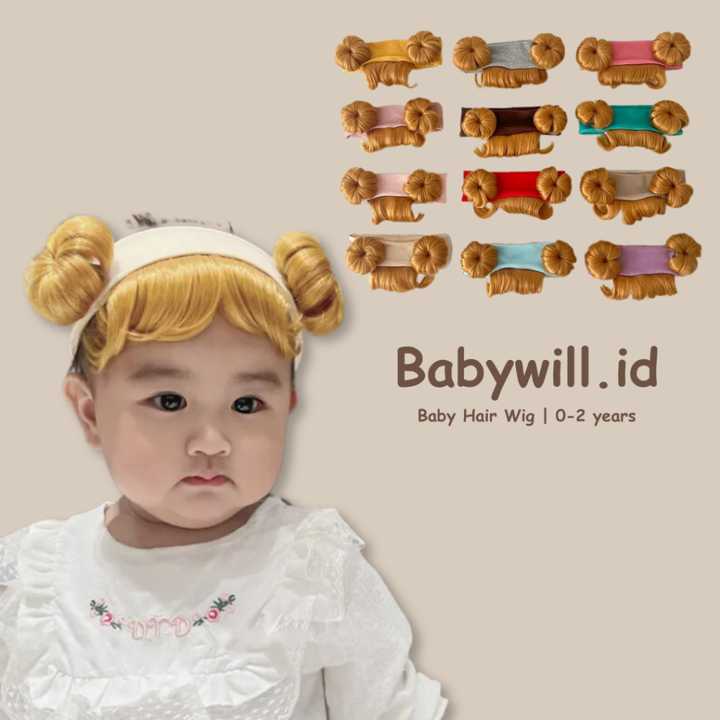 Jual 0-24 bulan- rambut palsu bayi perempuan model poni cepol dua ...