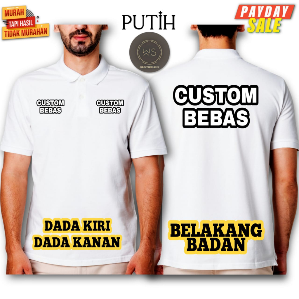 Jual Kaos Kerah Custom Req sablonan Foto Gambar Tulisan Bebas ( BISA ...