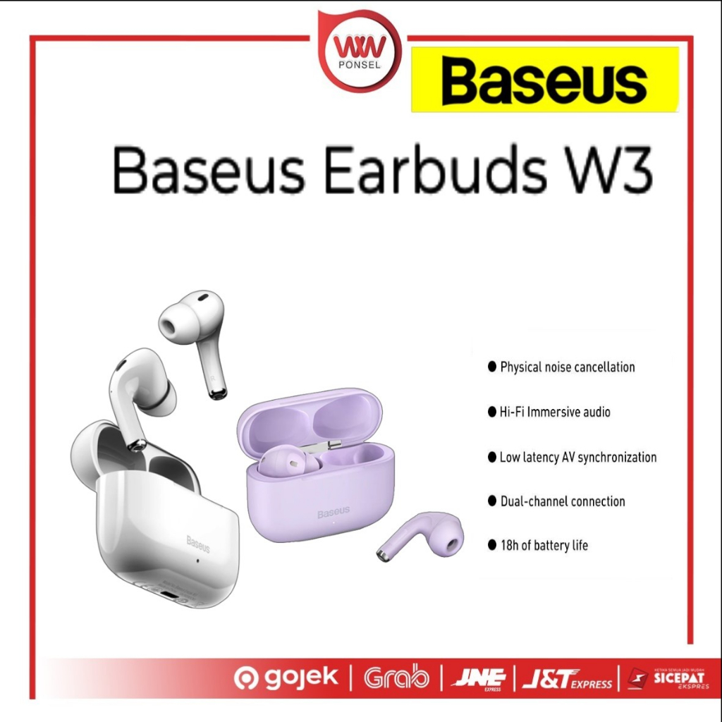 Jual Baseus W3 True Wireless Bluetooth Earphone Earbuds TWS | Shopee ...