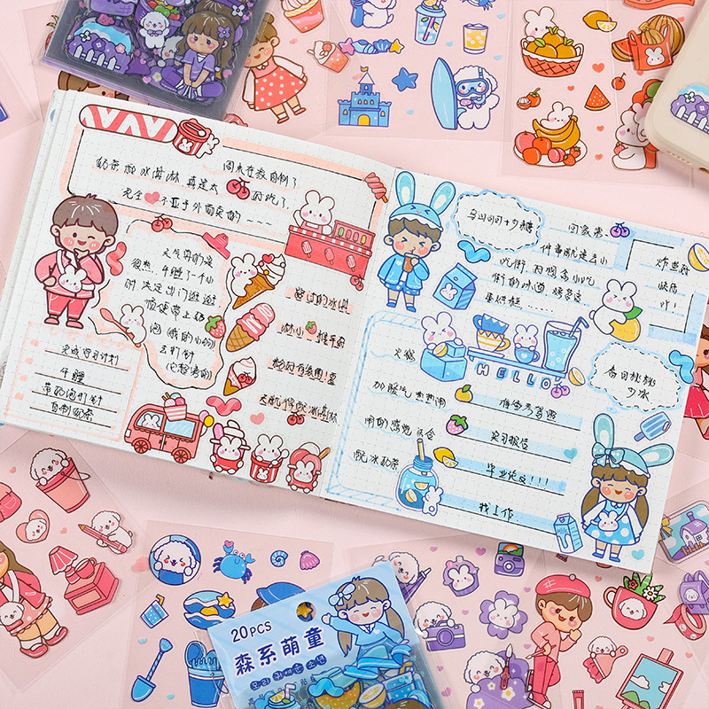 Jual 1SET ISI 20 LEMBAR STICKER MOTIF GADIS IMUT / STICKER MOTIF ANAK ...