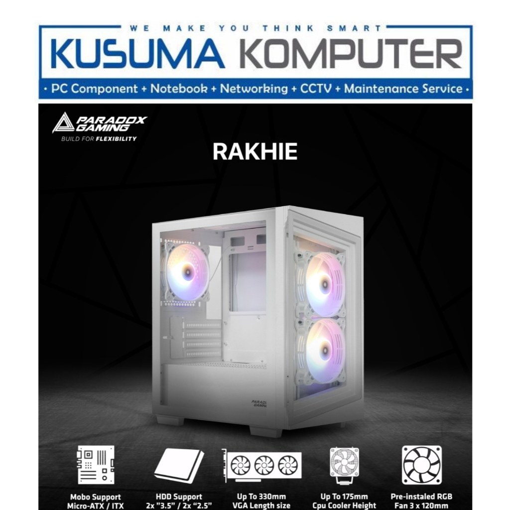 Jual Paradox Gaming Rakhie White + 3 Fan RGB Casing PC Gaming | Shopee ...