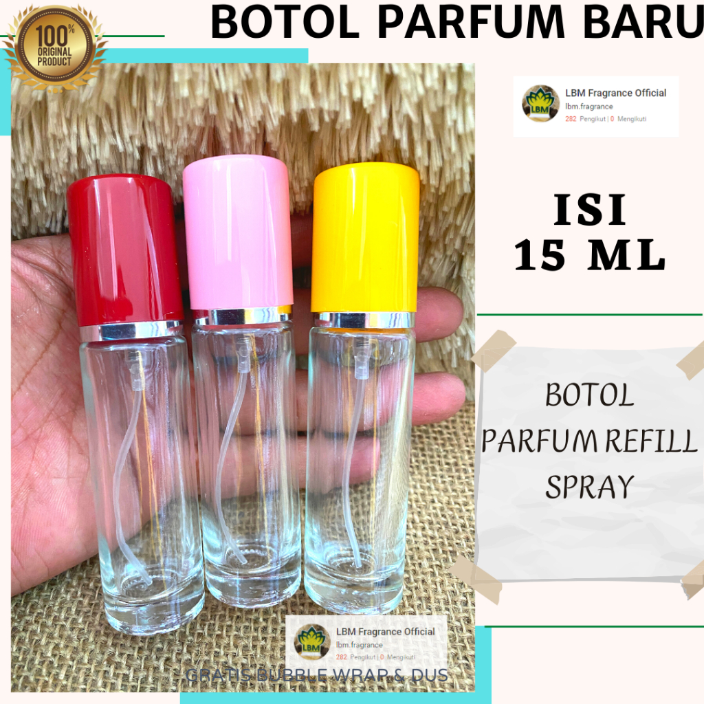 Jual BOTOL KACA 15 ML SPRAY TUTUP WARNA DRAT PUTAR - Botol spray ...