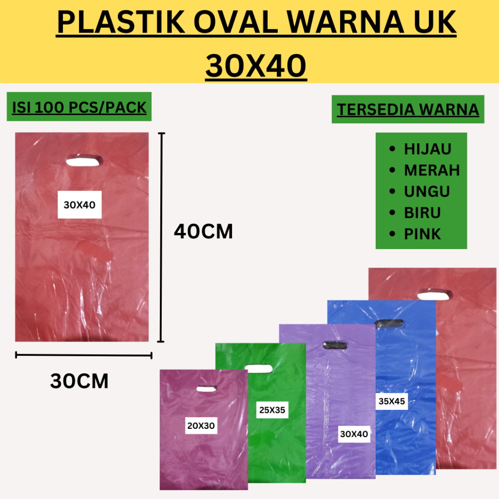 Jual Plastik Oval Polos Uk 30x40 (100 pcs), Kantong Baju - Plastik ...