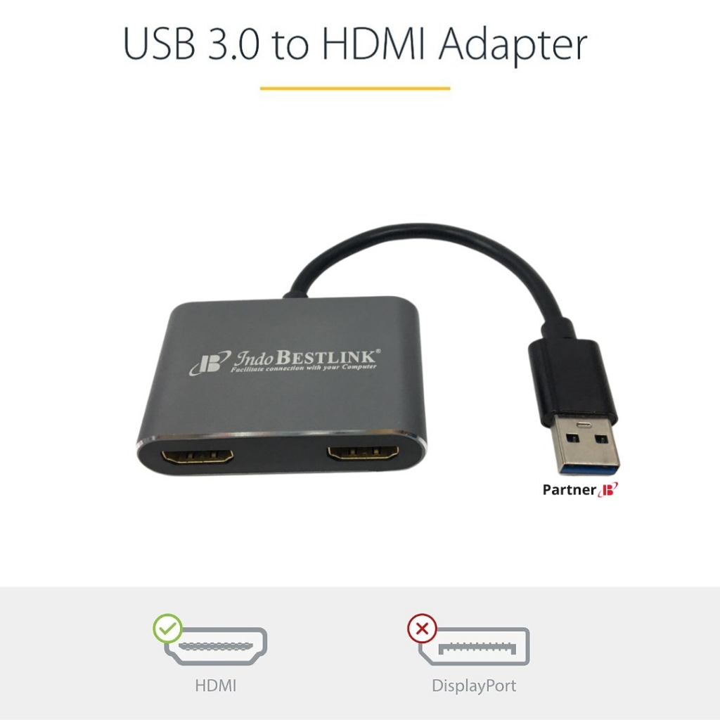 Jual USB 3.0 to Dual HDMI Adapter / Converter USB 3.0 To HDMI 2 Female ...