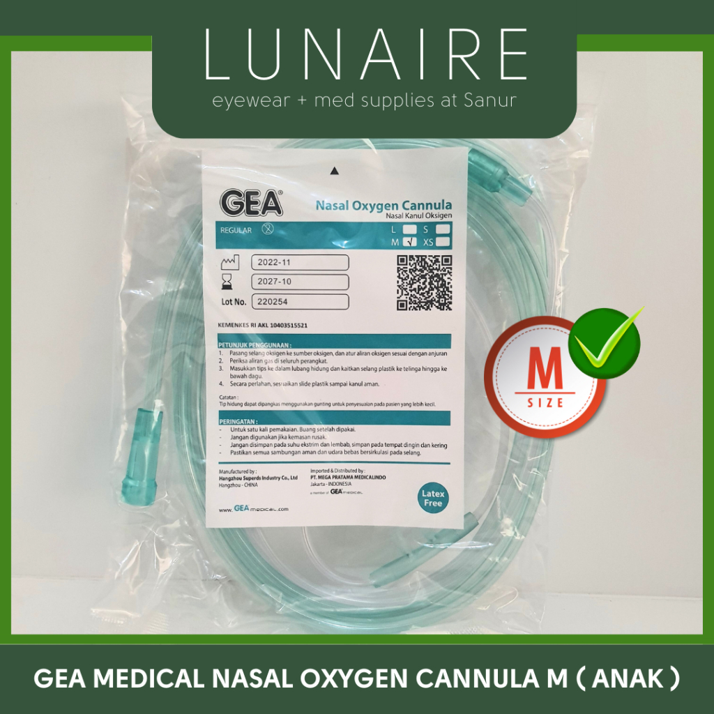 Jual Selang Oksigen Merk GEA Hijau Nasal Kanul Cannula / Canul O2 ...