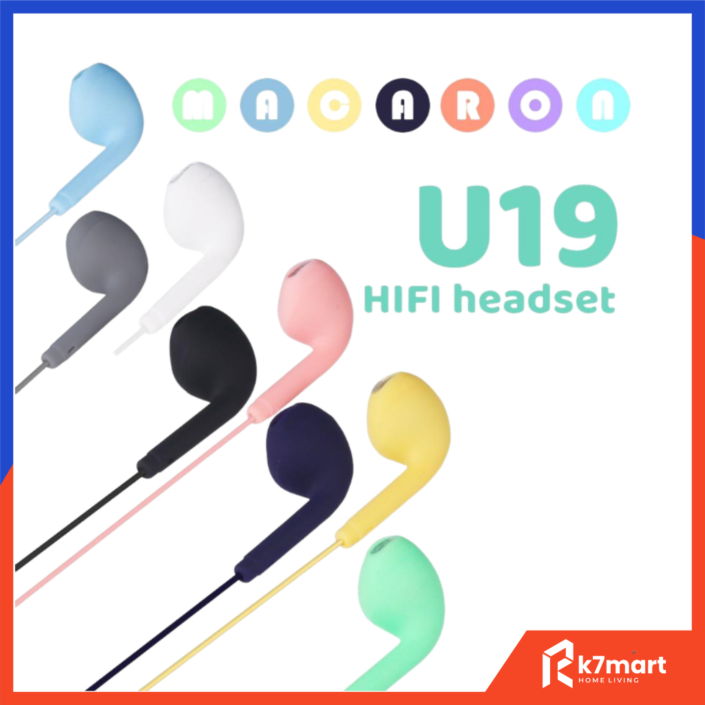 Jual K7MART HEADSET MACARON U19 / HANDSFREE U19 MACARON HIFI EXTRA BASS ...