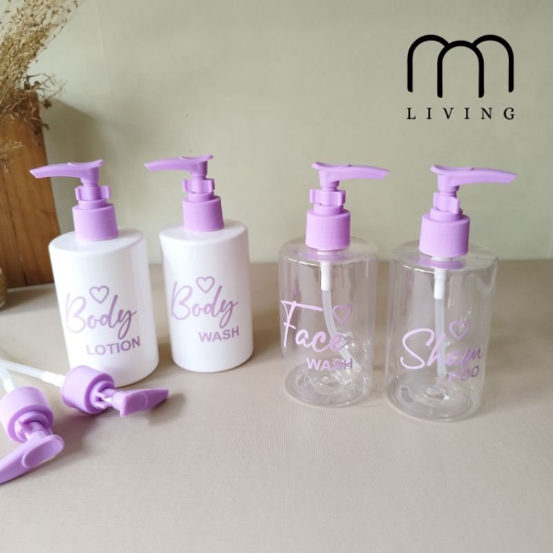 Jual Botol Sabun Cair 250ml PUTIH & TRANSPARAN DIOLY TUTUP UNGU LABEL ...