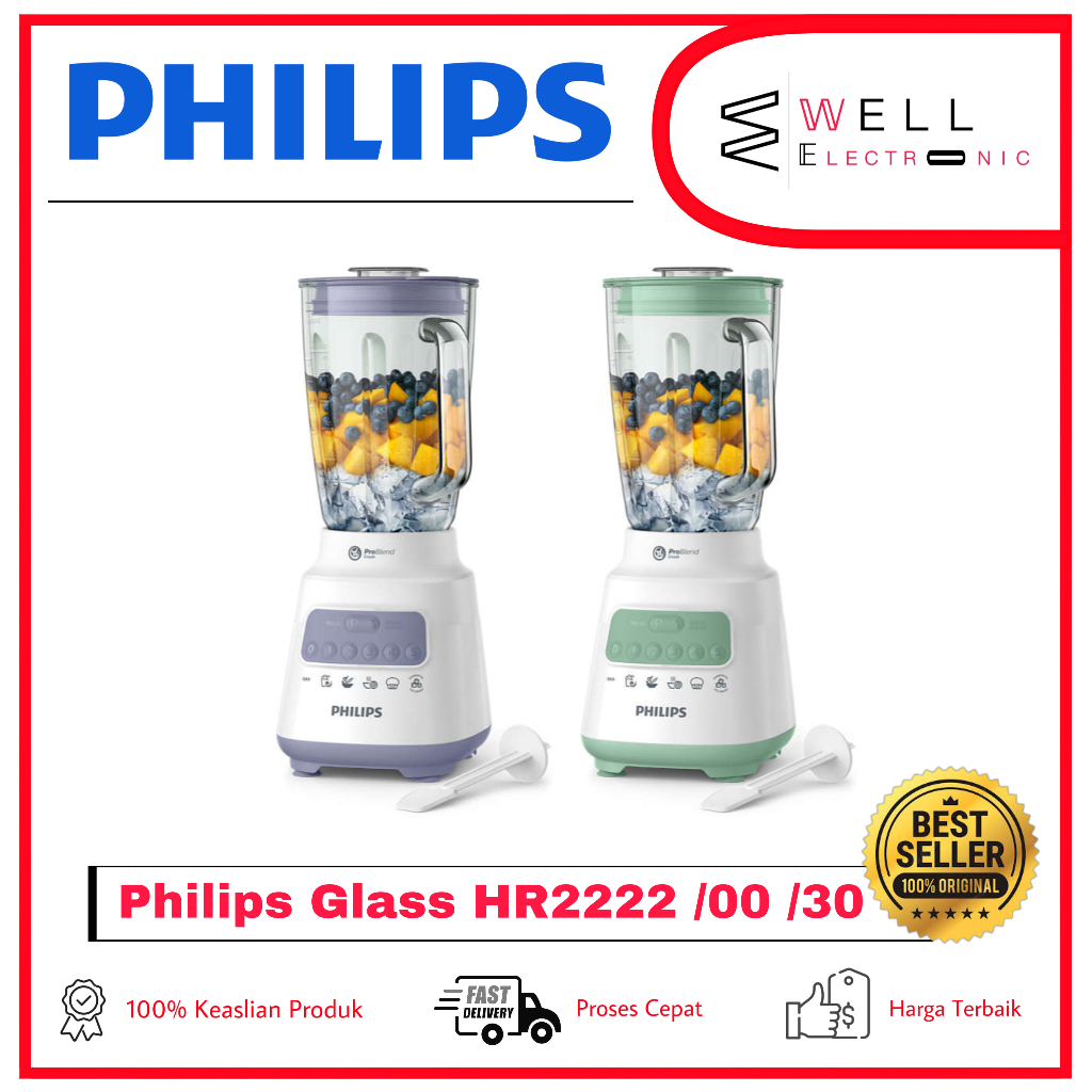 Jual PHILIPS BLENDER KACA/GLASS JAR 2L HR2222/00 HR2222/30 HR 2222 ...