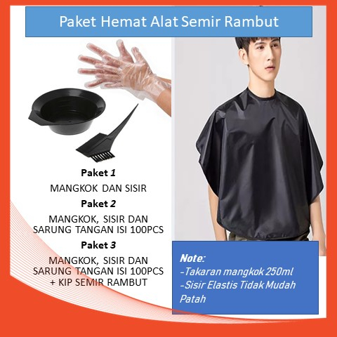 Jual Mangkuk Cat Rambut + Sisir Semir + Sarung Tangan Plastik / Cape ...