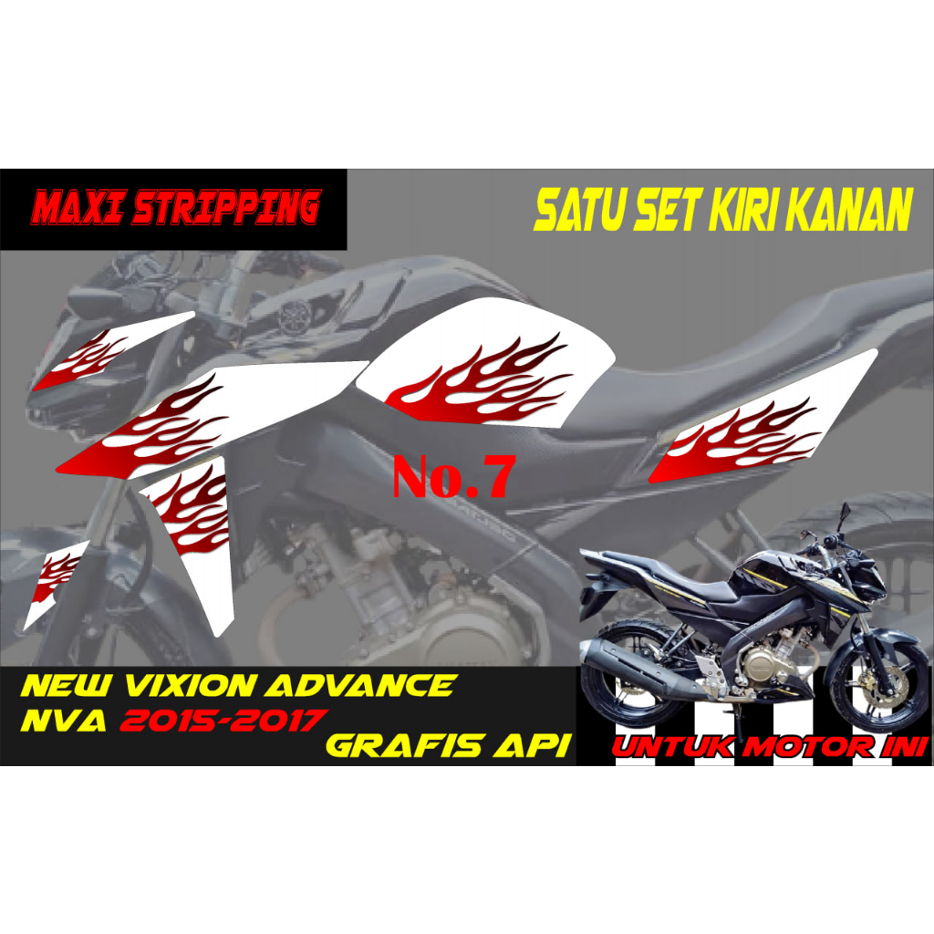 Jual Stiker striping Yamaha New Vixion Advance NVA 2015-2017 Grafis Api | Shopee Indonesia