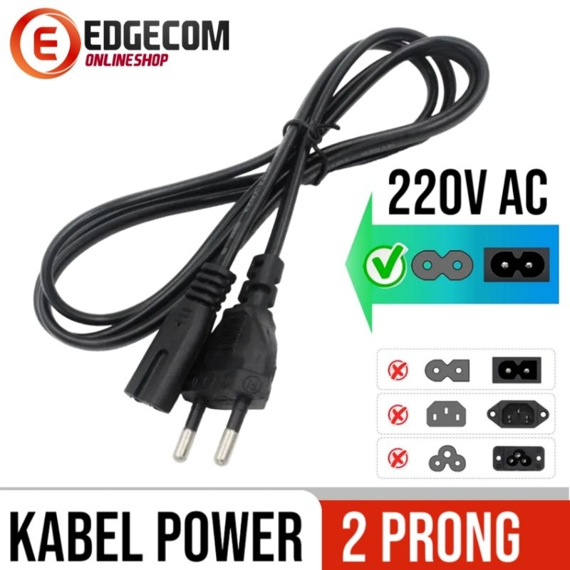 Jual Kabel Power Cord 2 Prong 1,5 Meter / Kabel Angka 8 / Kabel 2 lubang | Shopee Indonesia
