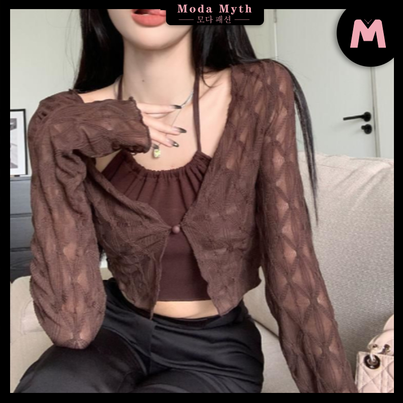 Jual MODAMYTH H20 - 2IN1 CARDIGAN TANKTOP CROP ATASAN WANITA PREMIUM FASHION | Shopee Indonesia