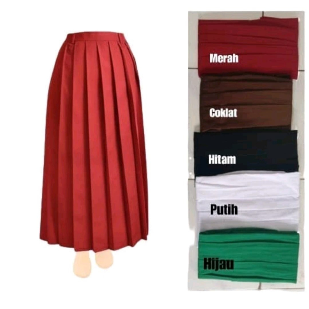 Jual ROK PANJANG Sekolah SD Rok Rempel Perempuan Seragam Sekolah SD MI MERAH PUTIH HITAM COKLAT ...