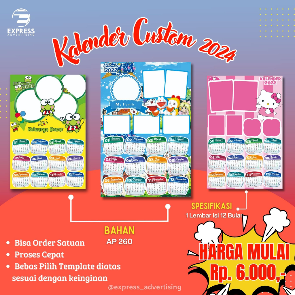 Jual [FREE DESIGN] KALENDER DINDING 2024 KALENDER FOTO 2024 KALENDER ...