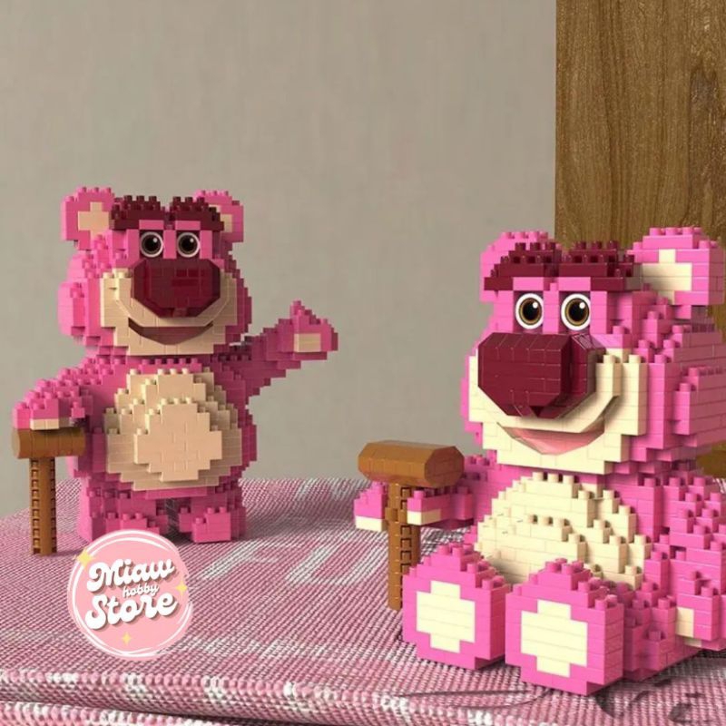 Jual Partikel Balok mainan Susun Bricks lotso bear strawberry | Shopee ...