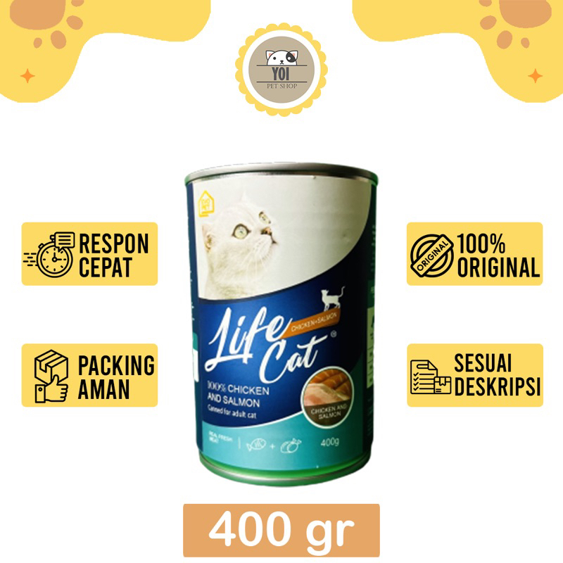 Jual Life Cat Adult Kaleng Chicken & Salmon 400gr-Makanan Kucing Basah ...
