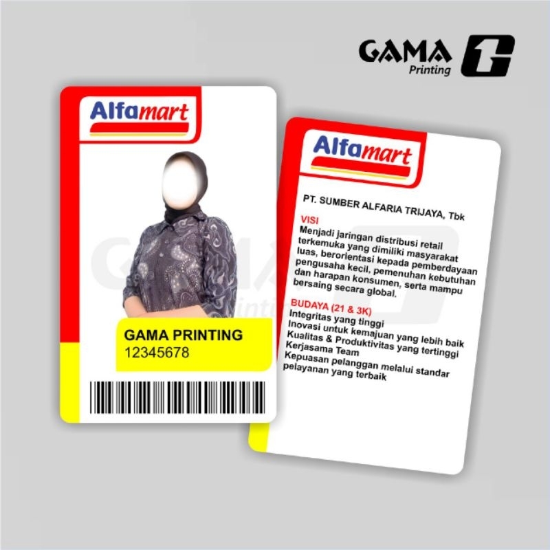 Jual Cetak ID Card Kartu Alfamart Pegawai Alfa Bahan PVC Sehari Jadi Bisa Satuan | Shopee Indonesia