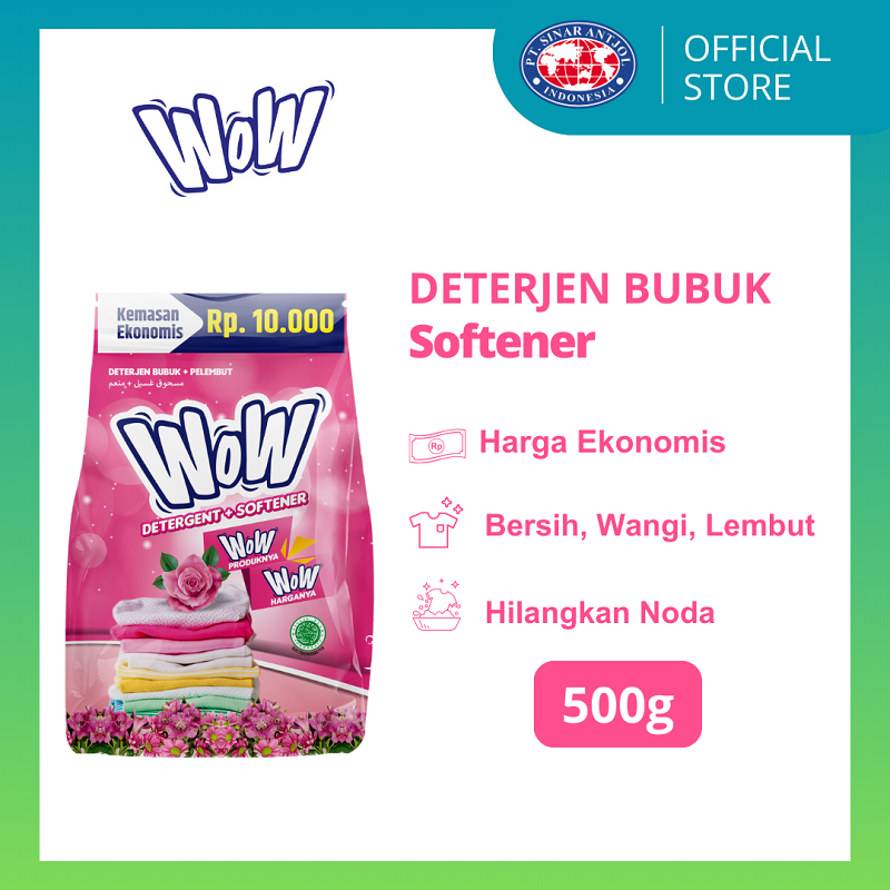 Jual WOW 2000 Deterjen Sabun Cuci Baju Softener 500gr - Pink | Shopee ...