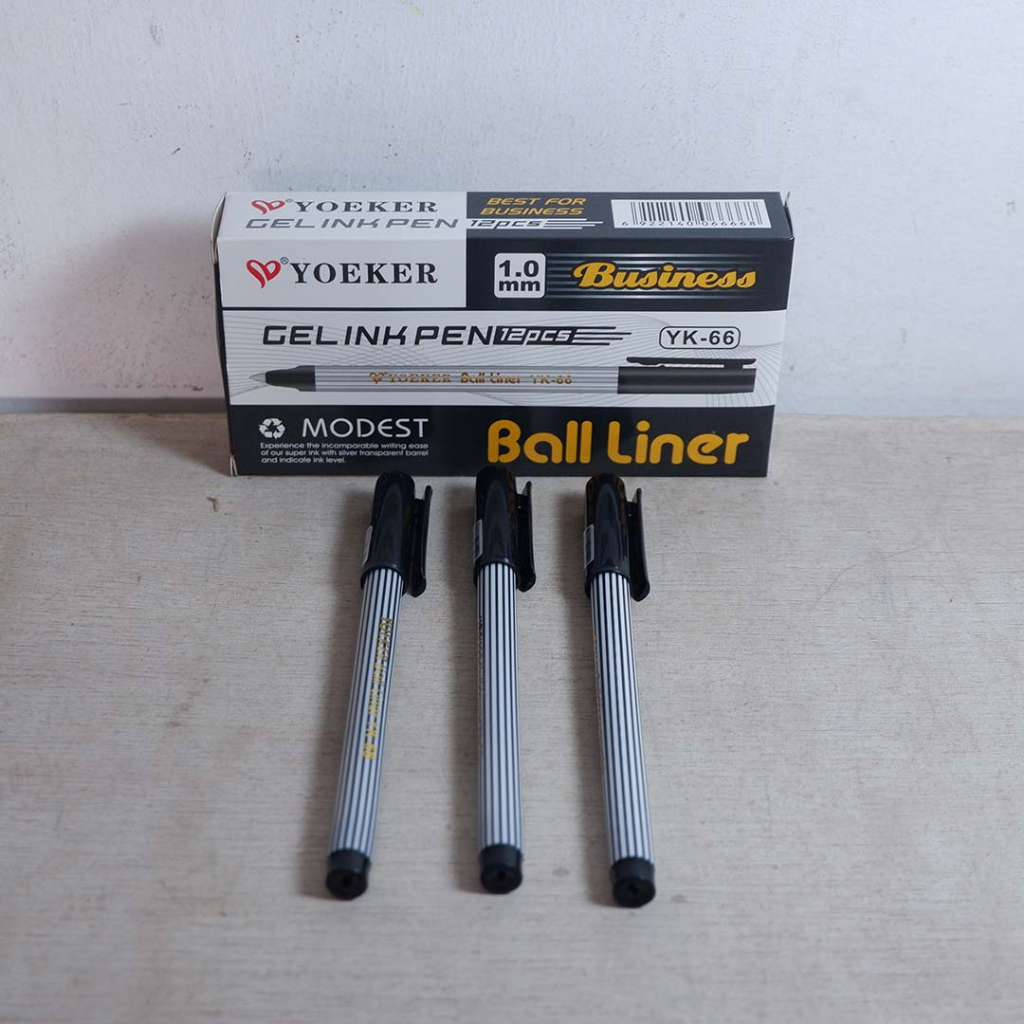 Jual Pulpen Yoeker Gel Ink Pen Hitam Murah 1.0mm Ball Liner | Shopee ...