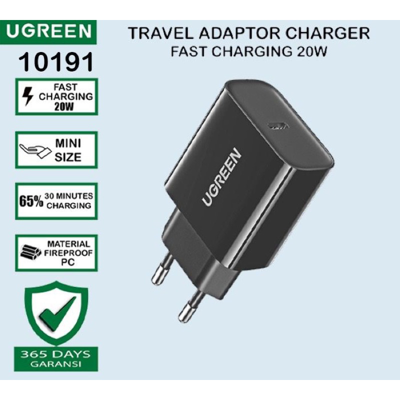 Jual ADAPTOR UGREEN 20W PD TYPE C / ADAPTOR CHARGER OUTPUT TYPE C 20 ...