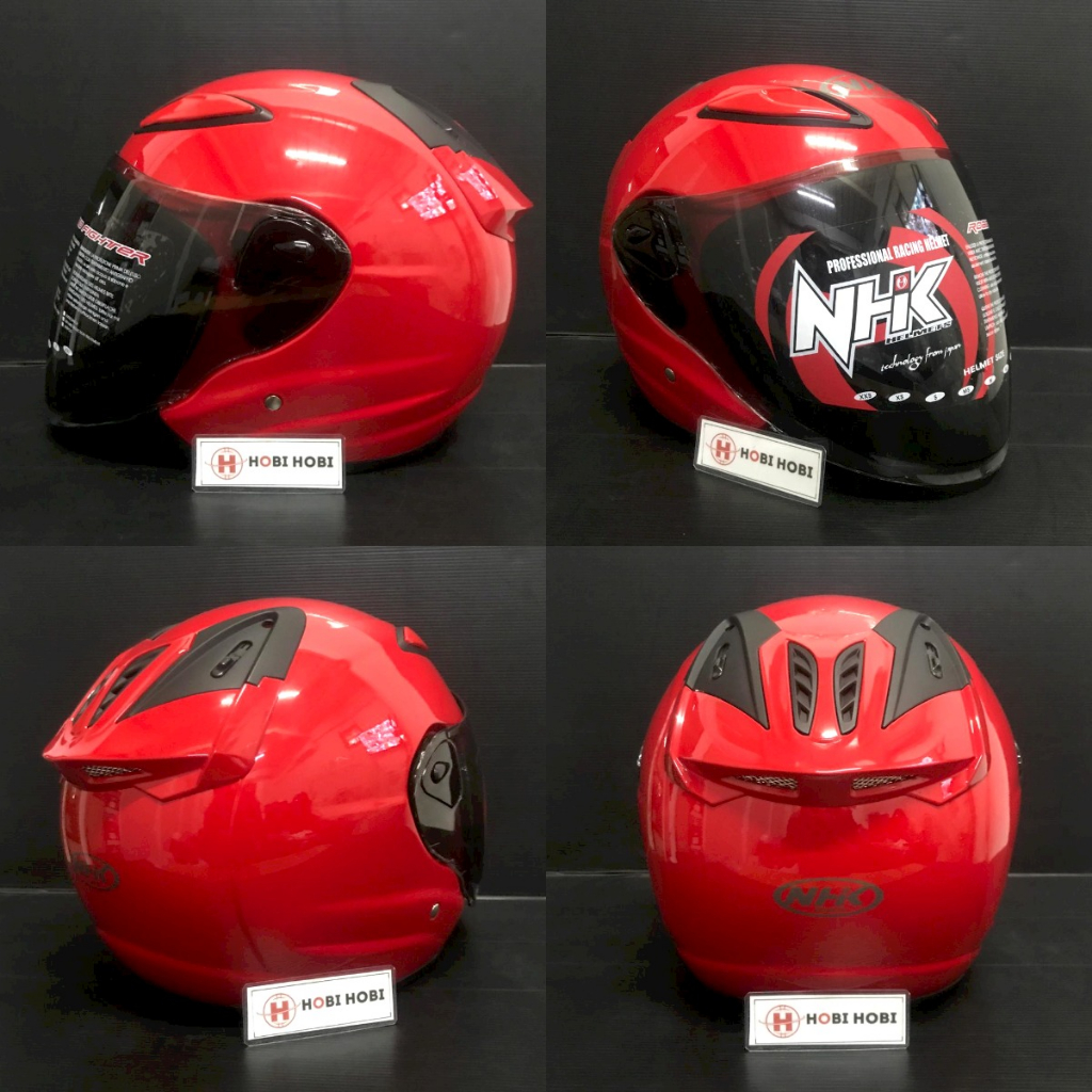 Jual Helm NHK halfface NHK R6 Solid Red Polos Merah | Shopee Indonesia