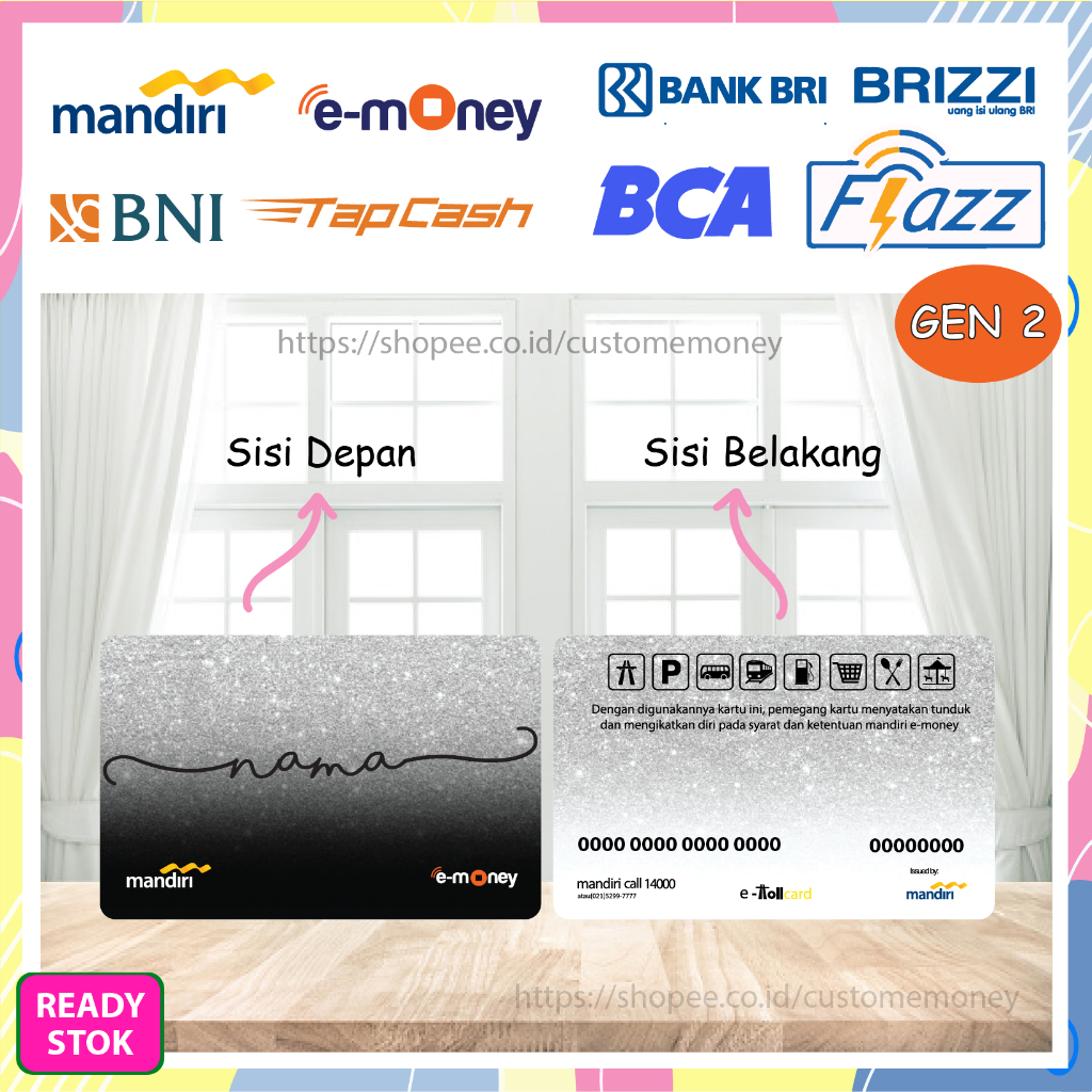 Jual KARTU EMONEY NAMA BLINK BLACK WHITE KARTU ETOLL E-MONEY MANDIRI ...